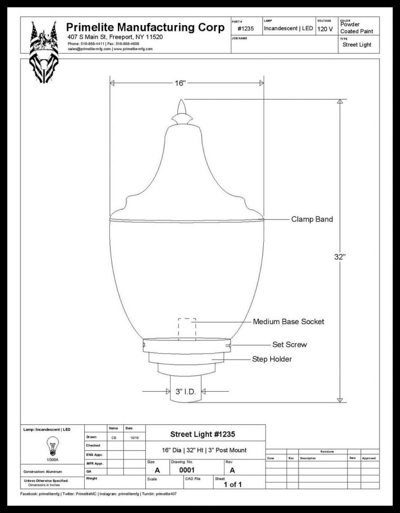 Prismatic Acorn Street Light - Primelite Manufacturing