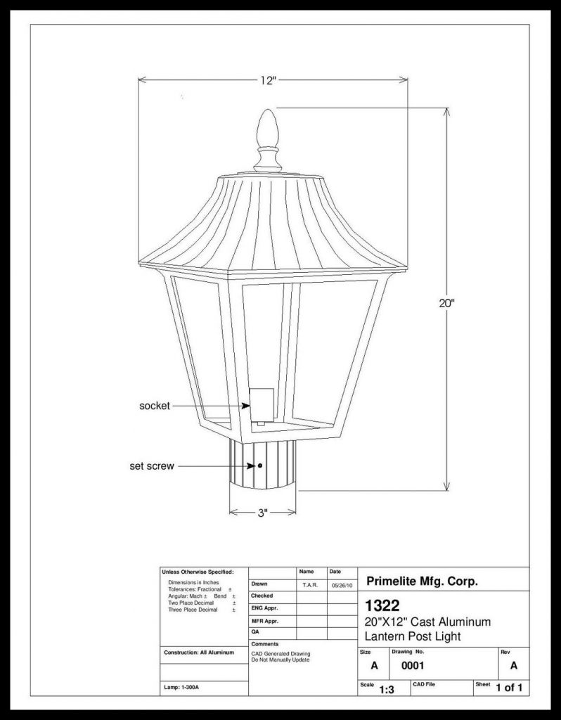 4 Panel Cast Lantern Post Light - Primelite Manufacturing