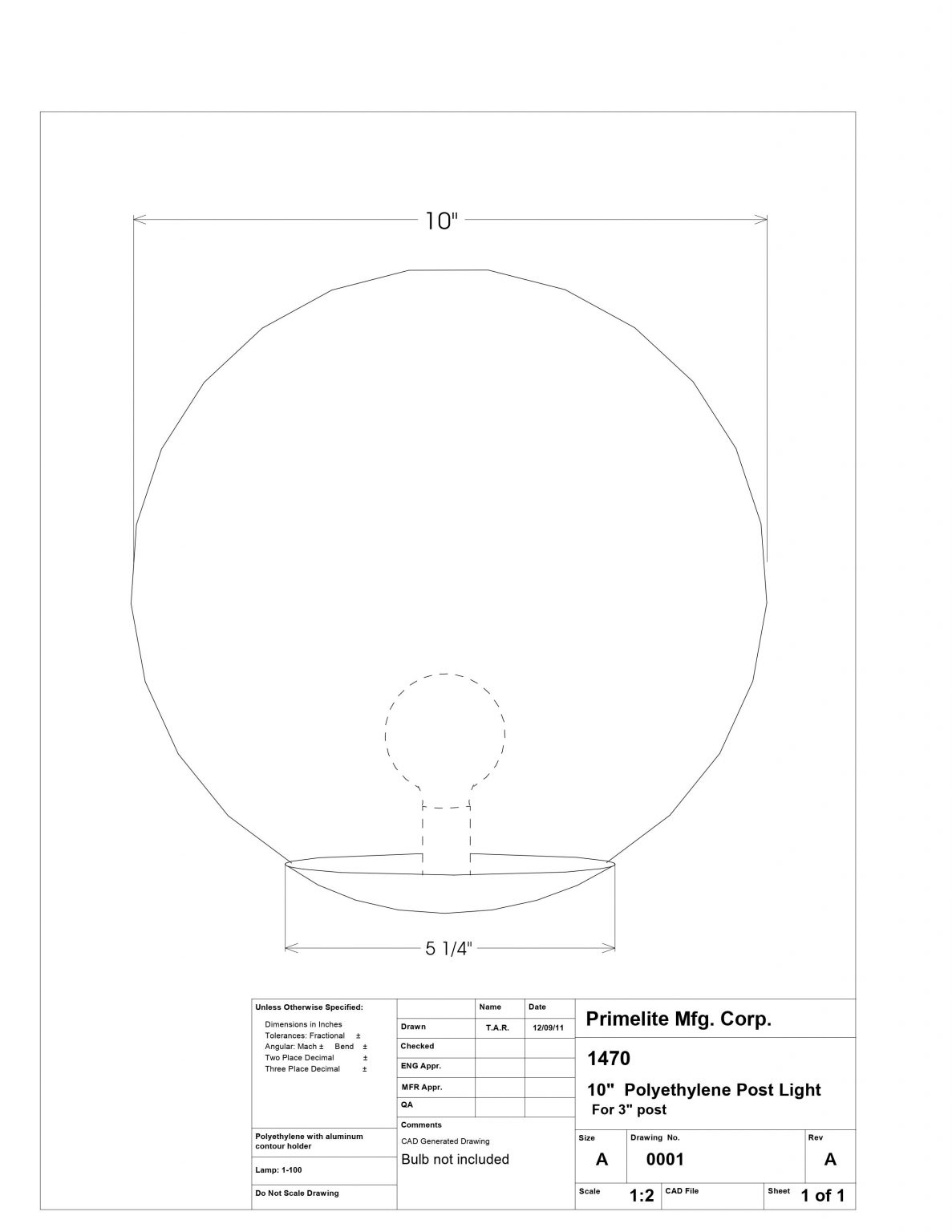 Polyethylene Globe Post Light - Primelite Manufacturing
