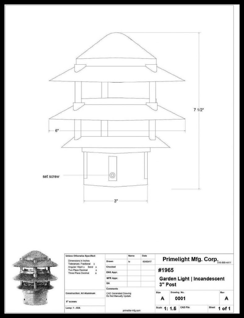 Small 3-Tier Pagoda for 3″ Posts - Primelite Manufacturing