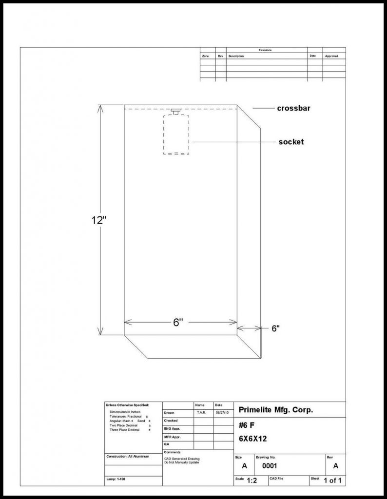 Square Tube Up/Down Wall Bracket #6F - Primelite Manufacturing