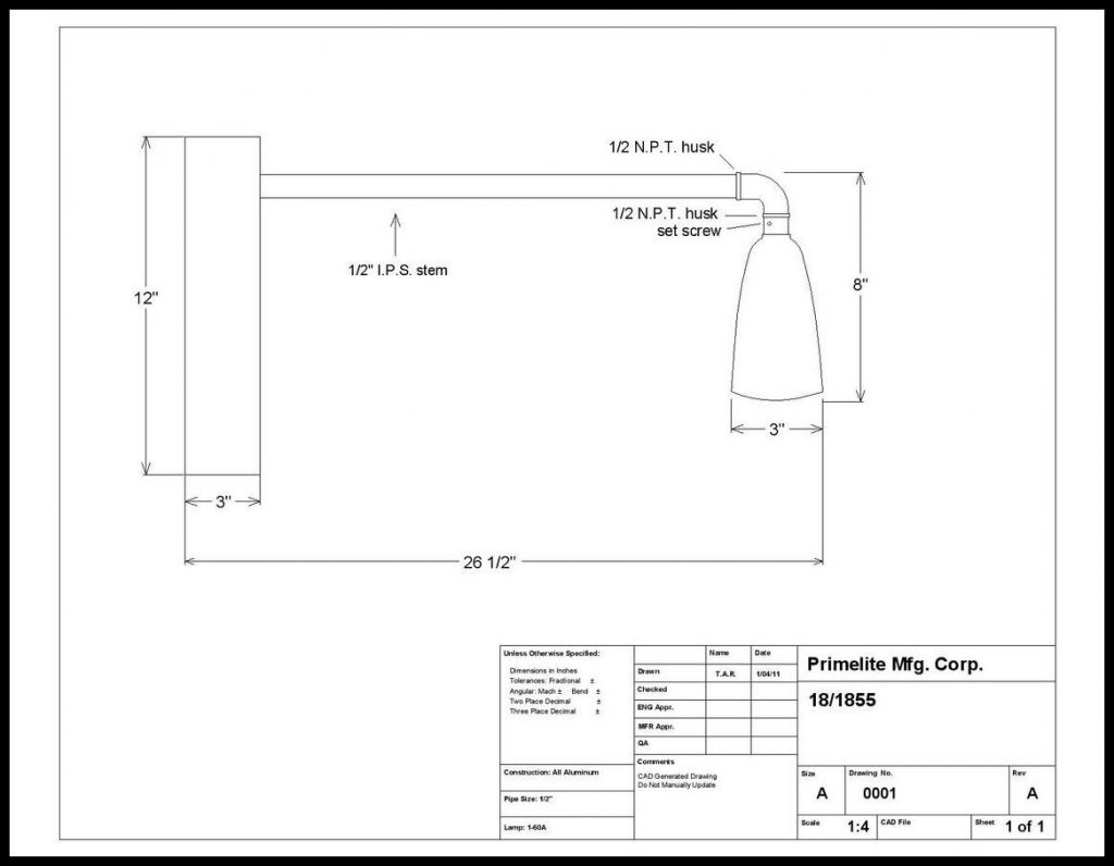 Bullet Shade Head on Straight Arm Post Mount - Primelite Manufacturing