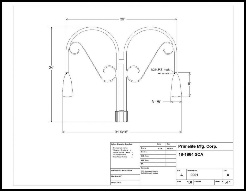 Bullet Shade on Medium Decorative Double J Arm Post Mount - Primelite ...