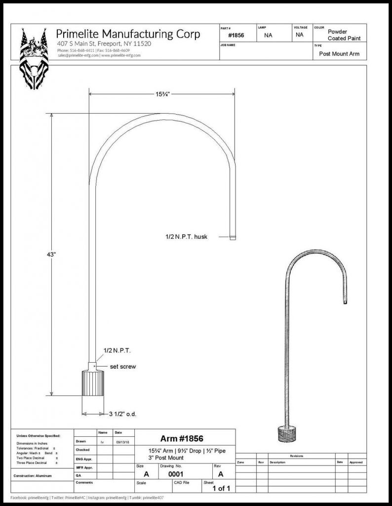 J Arm Post Mount - Primelite Manufacturing
