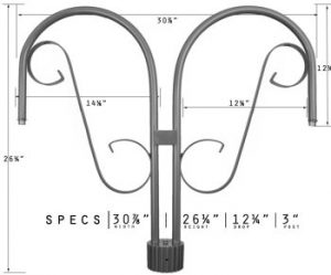 Medium Double Decorative J Arm Post Mount - Primelite Manufacturing