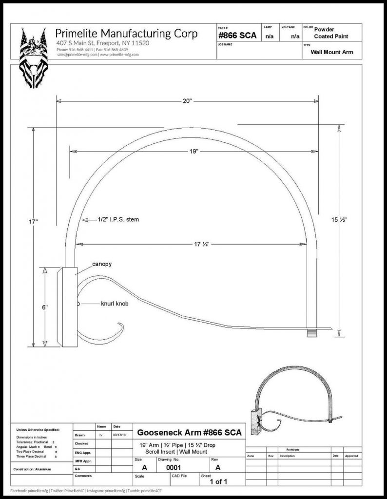Decorative Loop Arm Wall Bracket - Primelite Manufacturing