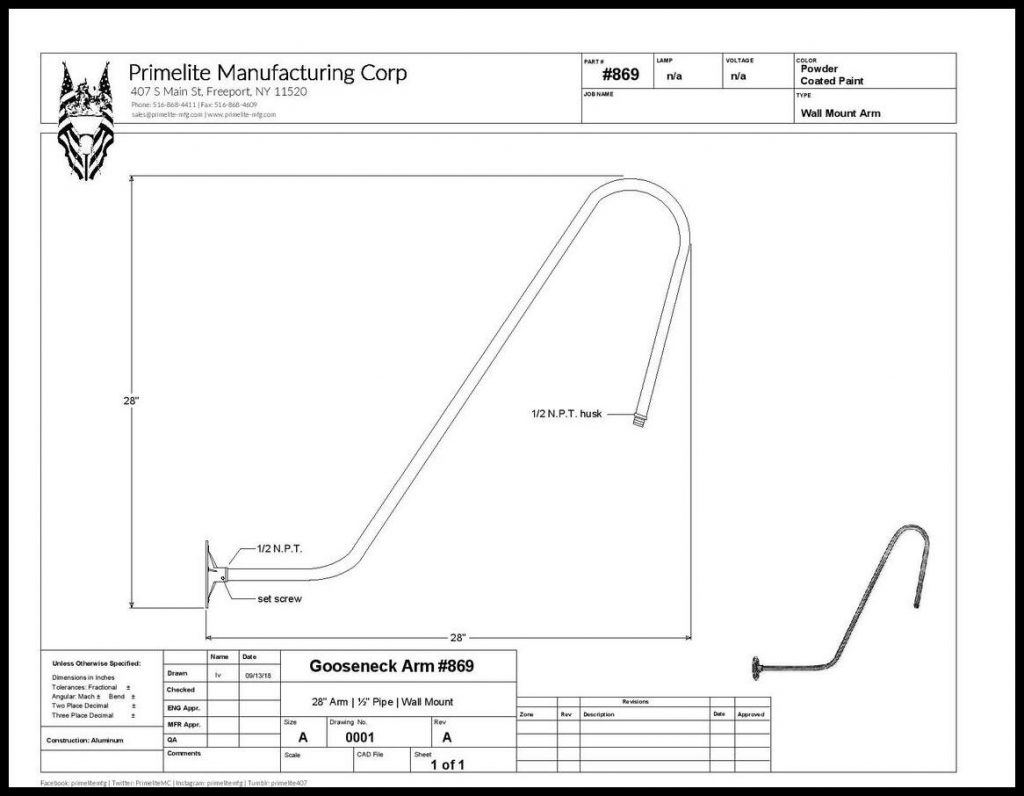 Z Arm Wall Bracket - Primelite Manufacturing