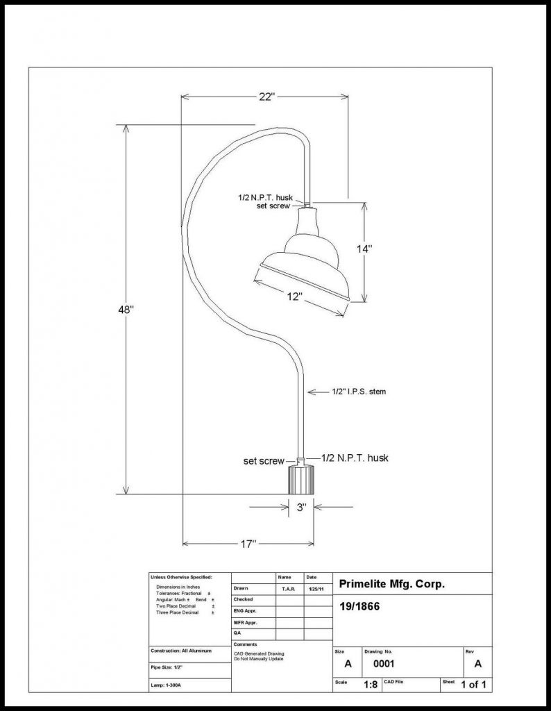 Emblem Shade on Large Shepard Hook Post Mount - Primelite Manufacturing