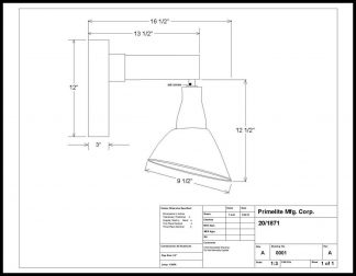 Angled Shade on Straight Arm Post Mount - Primelite Manufacturing