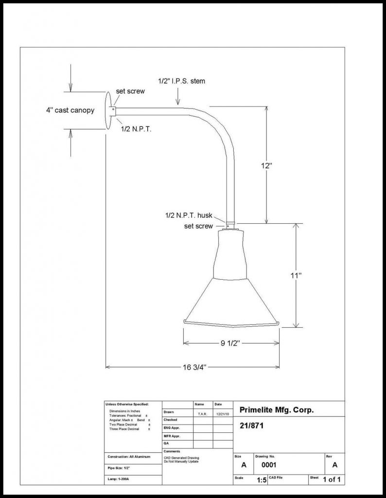 Down Shade on Curve Down Gooseneck Arm - Primelite Manufacturing