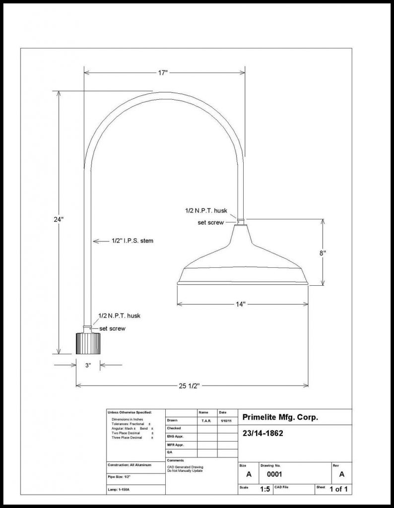 RLM Warehouse Gooseneck Post Mount - Primelite Manufacturing