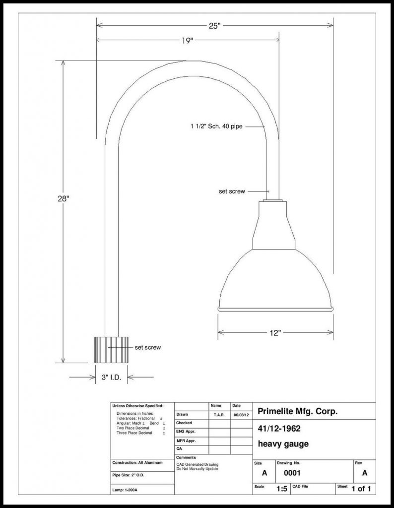 Deep Bowl Shade on Top Mount Heavy Gauge J Arm - Primelite Manufacturing