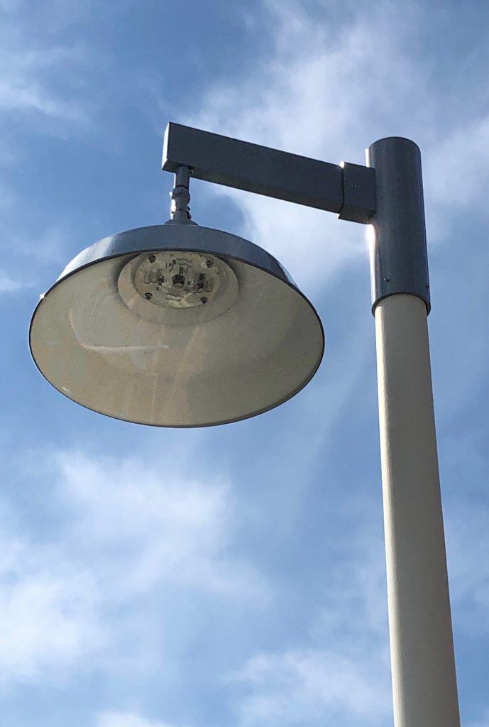 LED RLM Shade on Straight Arm Post Mount - Primelite Manufacturing