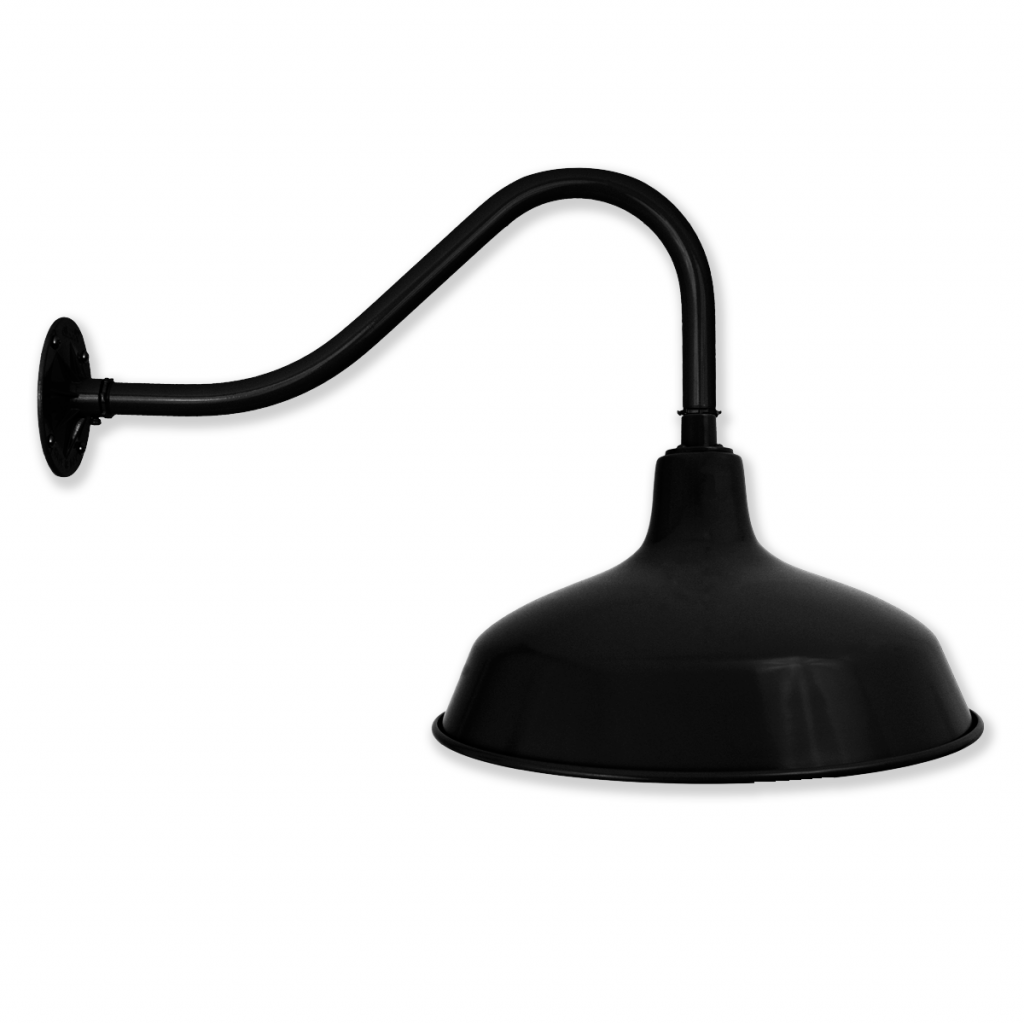 16″ RLM Barn Shade Head on Small Gooseneck Arm - Primelite Manufacturing