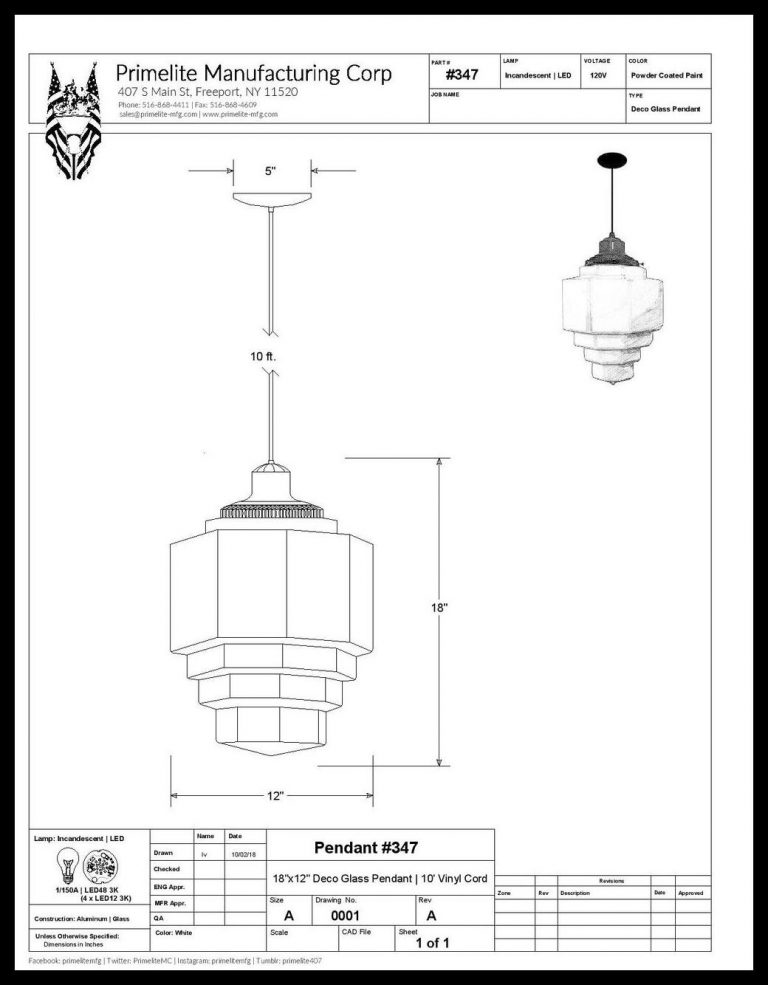 Art Deco Hanging Glass Pendant - Primelite Manufacturing