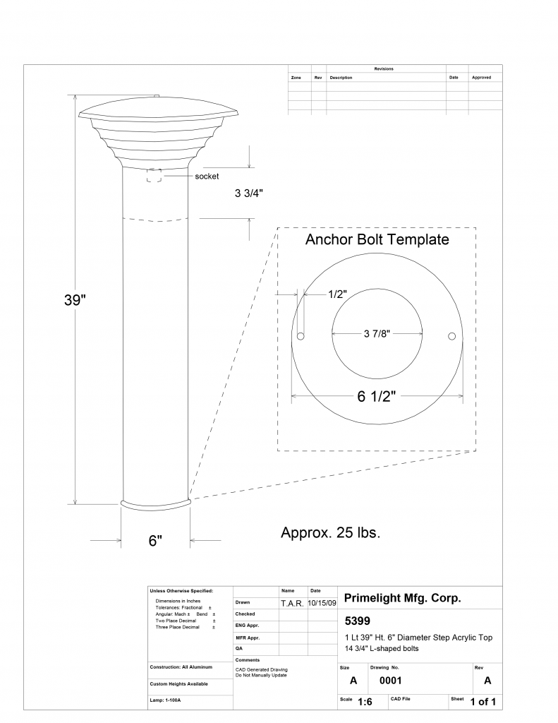 Round Bollard with Step Acrylic Top - Primelite Manufacturing