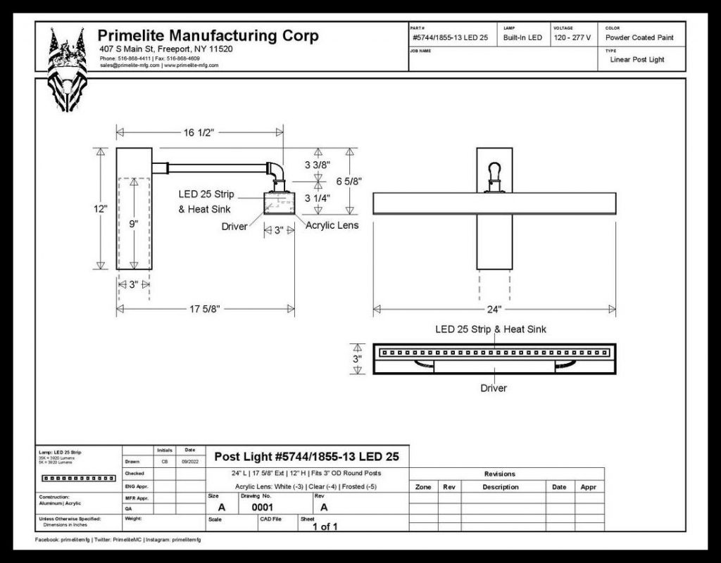 2′ LED Linear Sign Light on Straight Arm Post Mount - Primelite ...