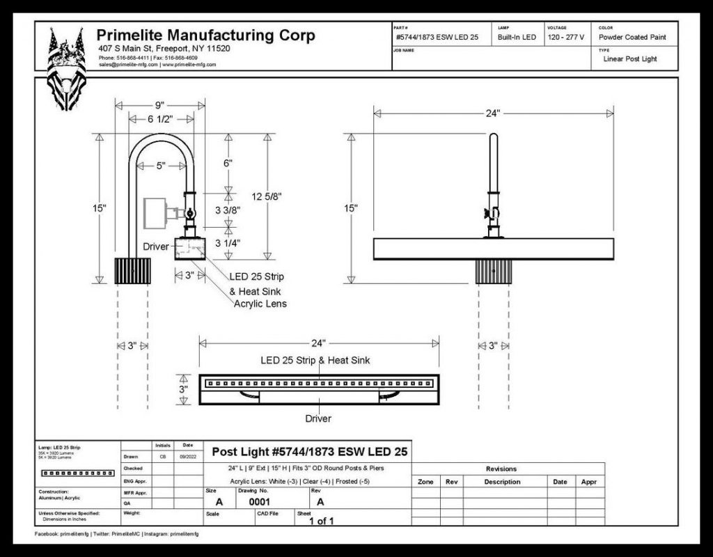 2′ LED Linear Sign Light on “J” Post Mount with Swivel - Primelite ...