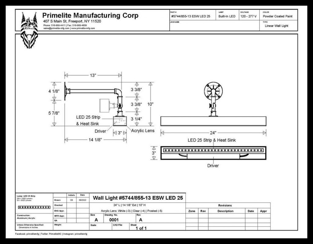 2′ LED Linear Sign Light on Straight Arm with Swivel - Primelite ...