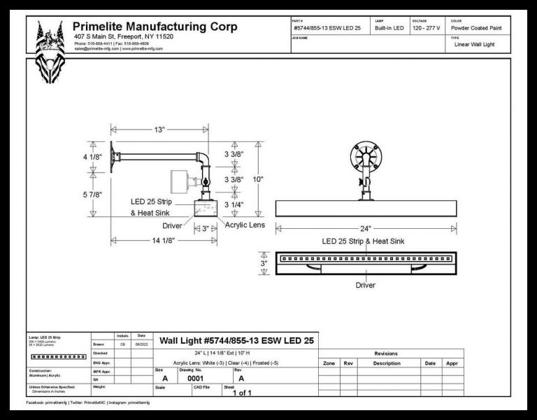 2′ LED Linear Sign Light on Straight Arm with Swivel - Primelite ...