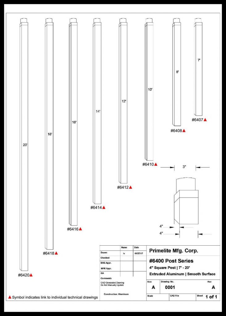 4″ Aluminum Square Post - Primelite Manufacturing