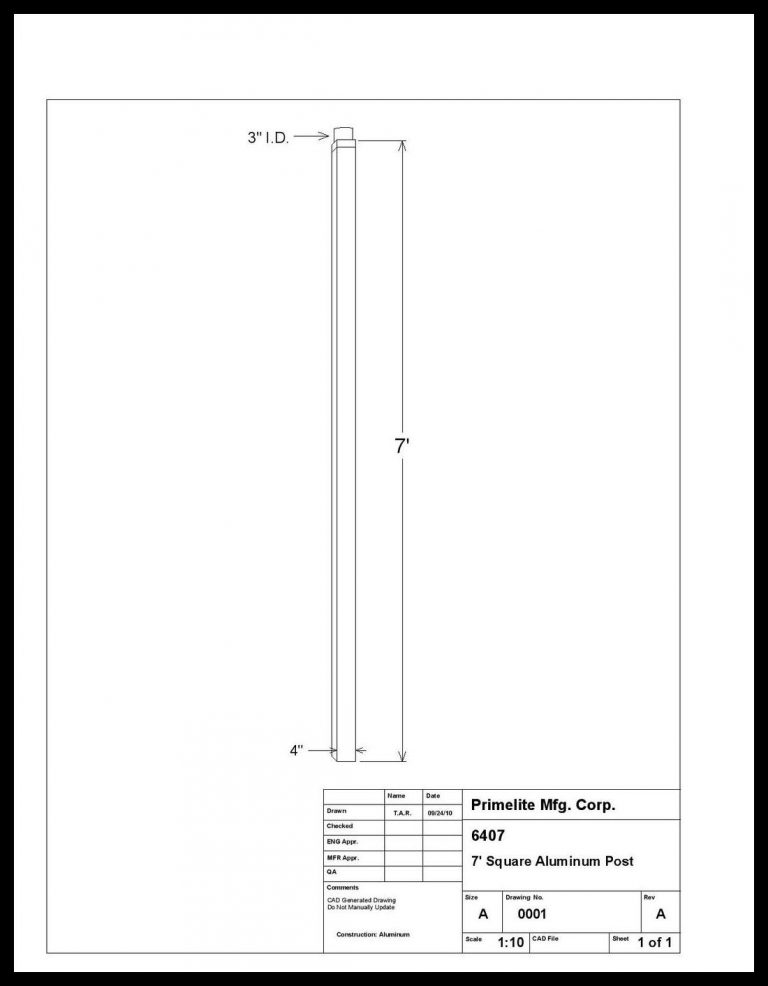 4″ Aluminum Square Post - Primelite Manufacturing