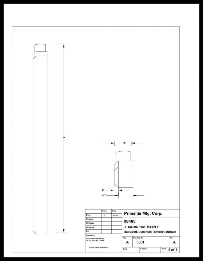 4″ Aluminum Square Post - Primelite Manufacturing