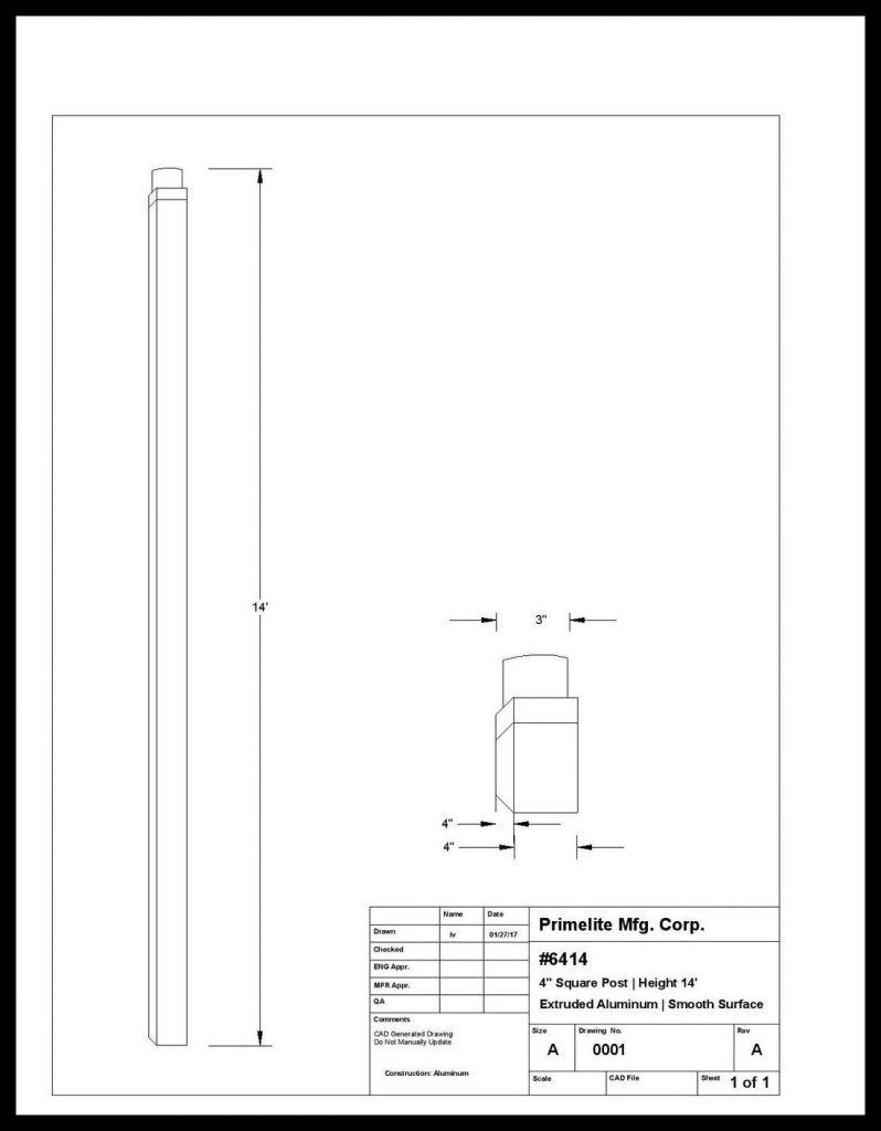 4″ Aluminum Square Post - Primelite Manufacturing