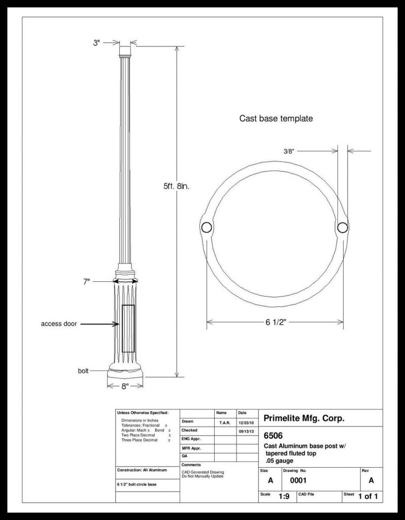 Cast Aluminum Tapered Post | #6500 Series - Primelite Manufacturing