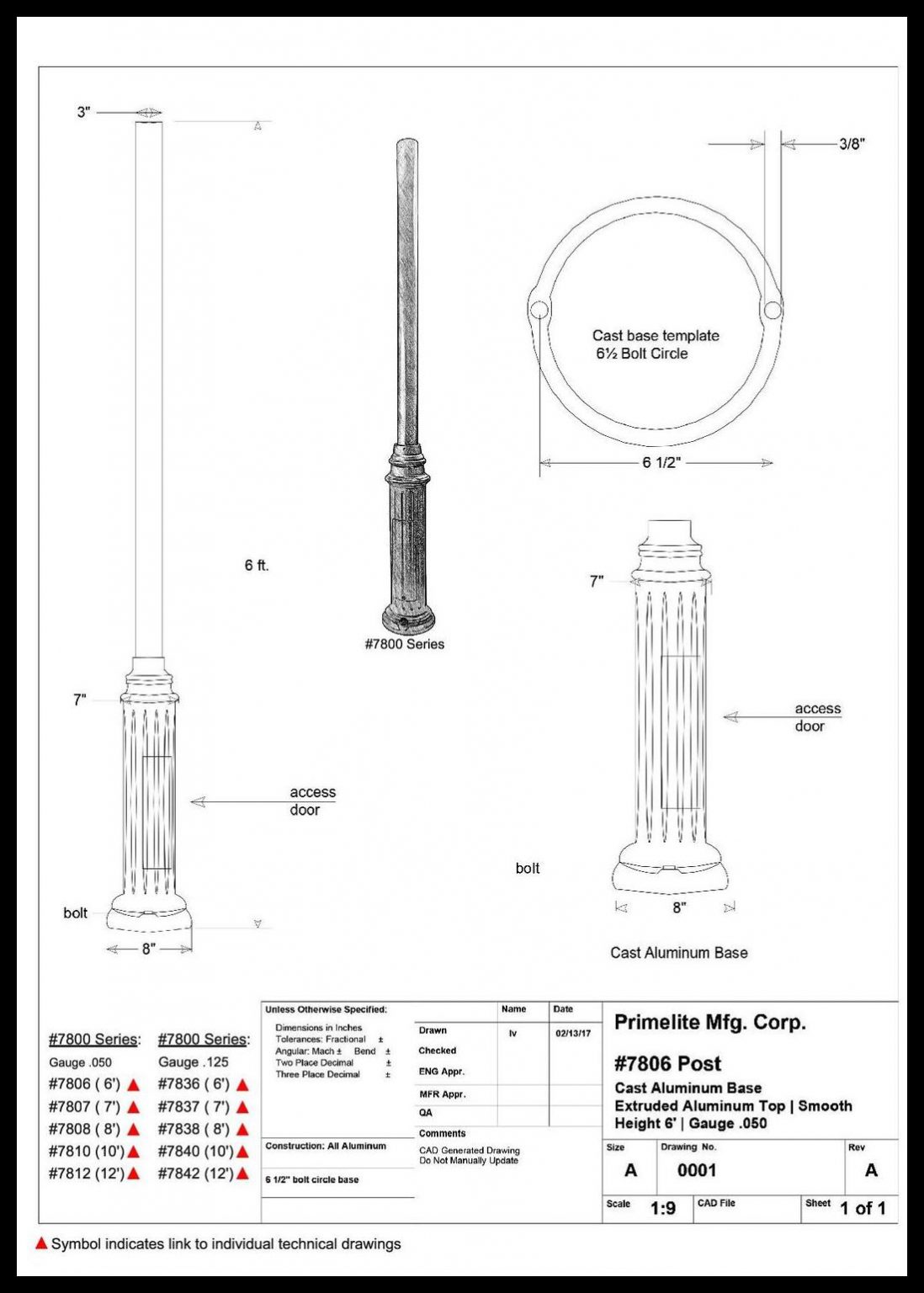 Smooth-Top Cast Base Post with Access Door - Primelite Manufacturing