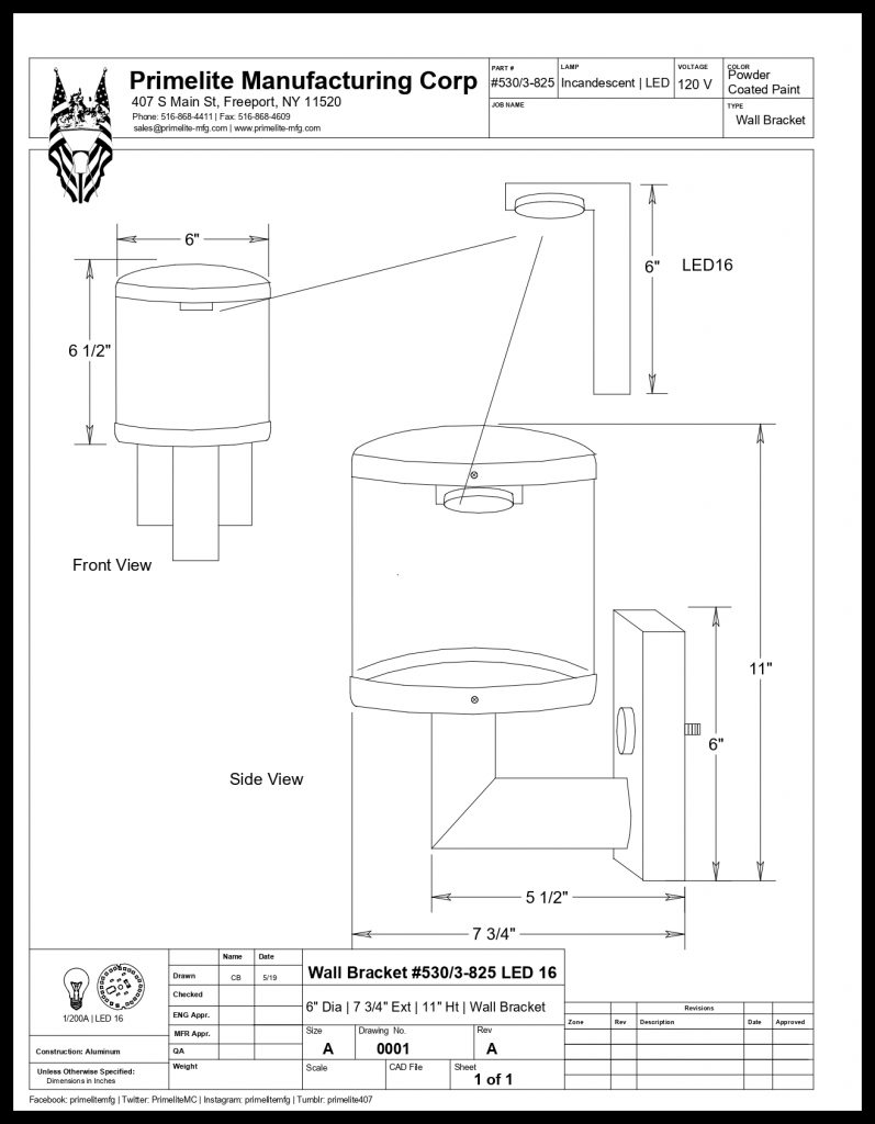Cylinder Wall Bracket with Flat top - Primelite Manufacturing