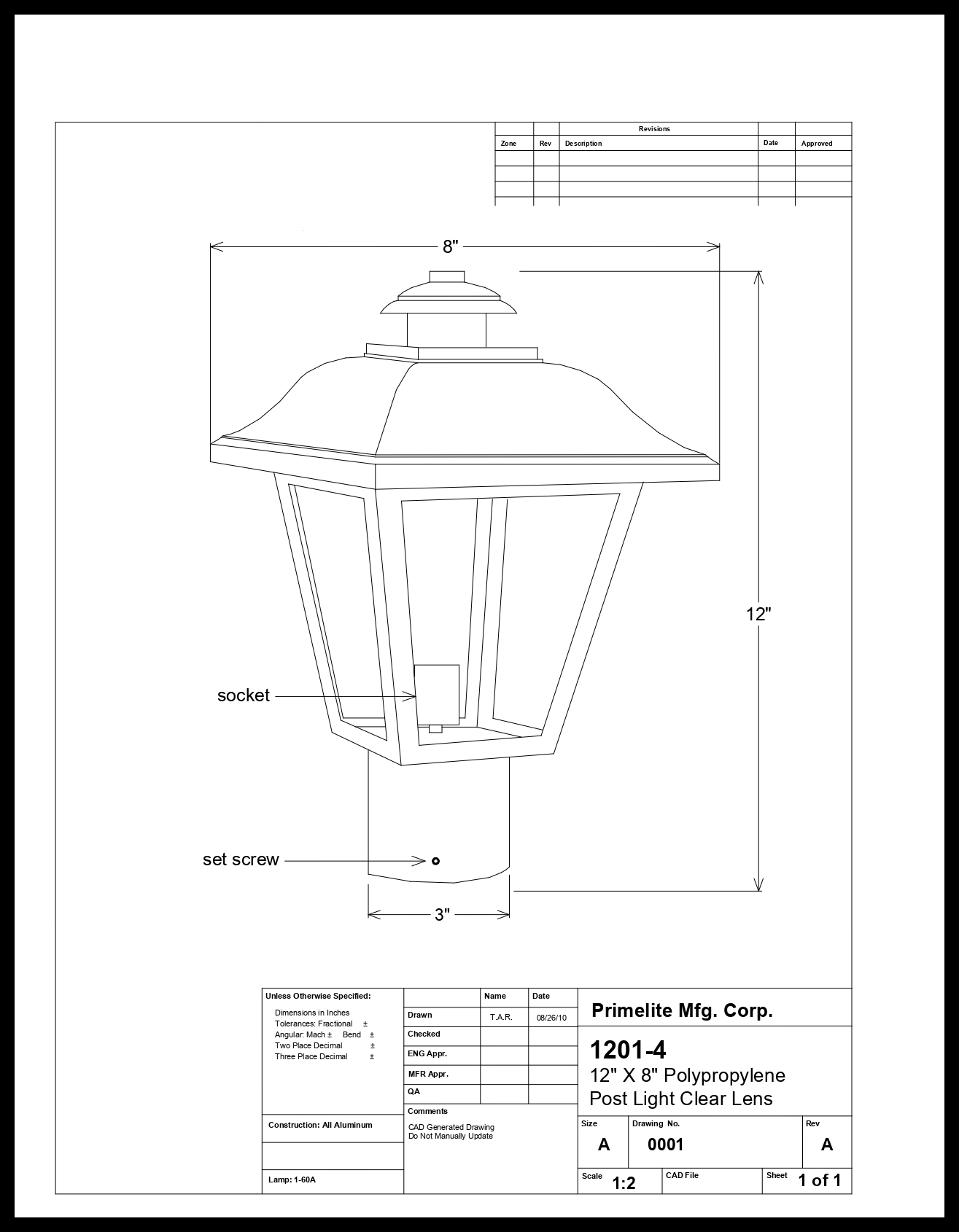 Black Polycarbonate Small Coachman Post Light - Primelite Manufacturing