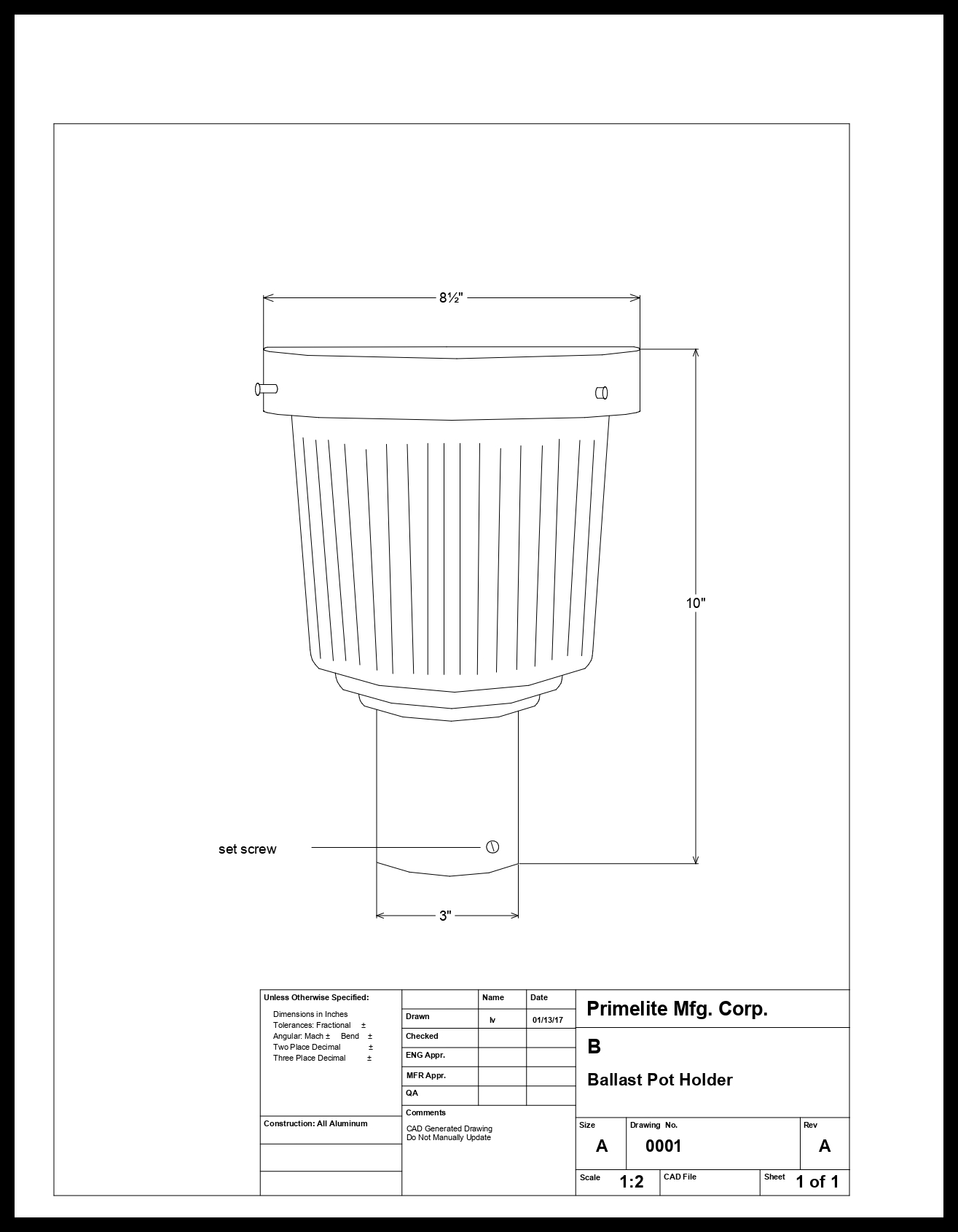 Ballast Holder Post Light - Primelite Manufacturing
