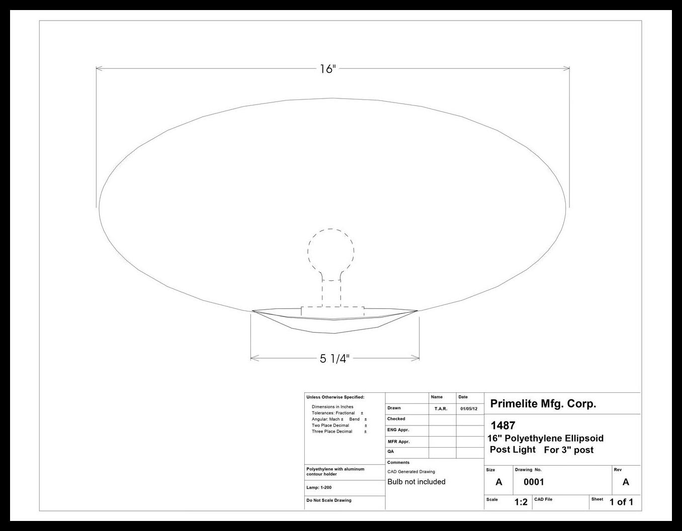 Polyethylene Ellipsoid Post Light - Primelite Manufacturing